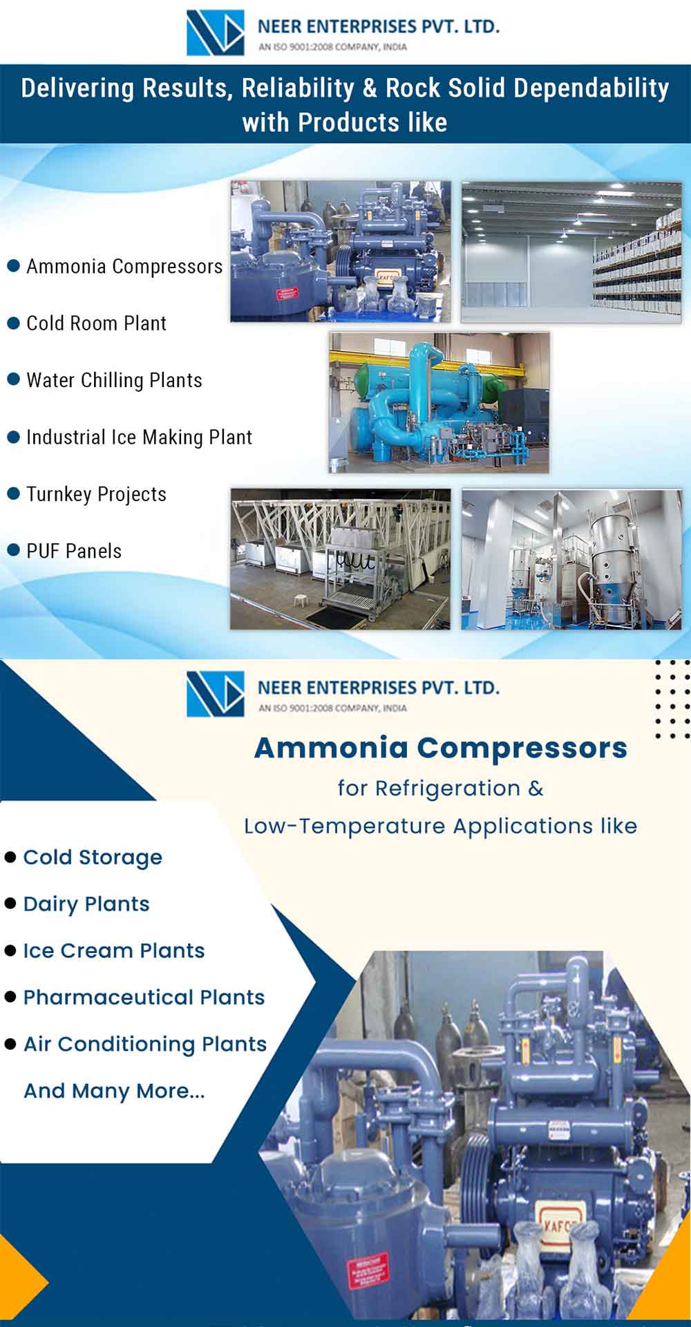 Ammonia Compressors, Ice Making Plant, Cold Room Plant & Water Chilling ...