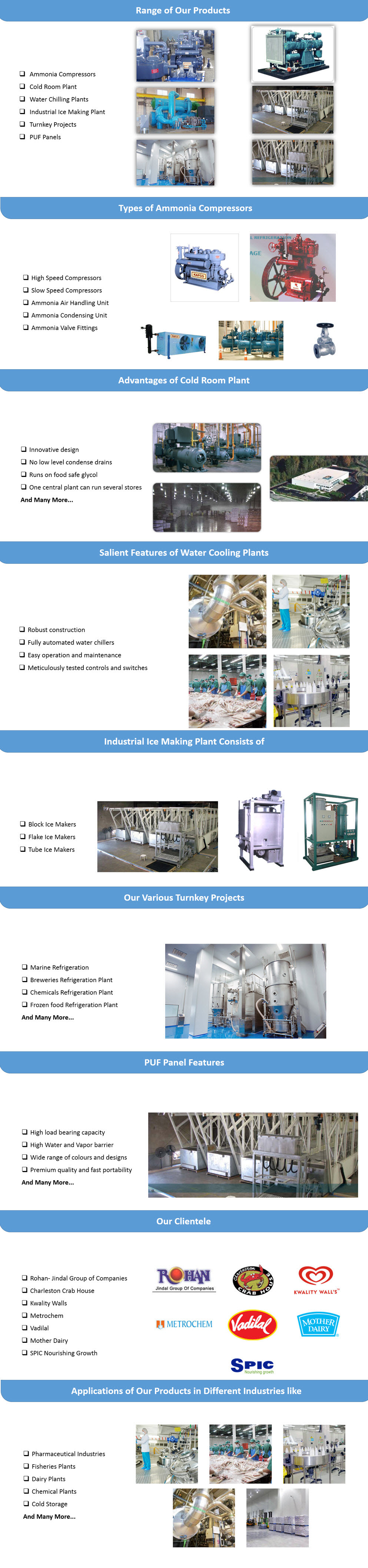 Ammonia Compressors, Ice Making Plant, Cold Room Plant & Water Chilling ...